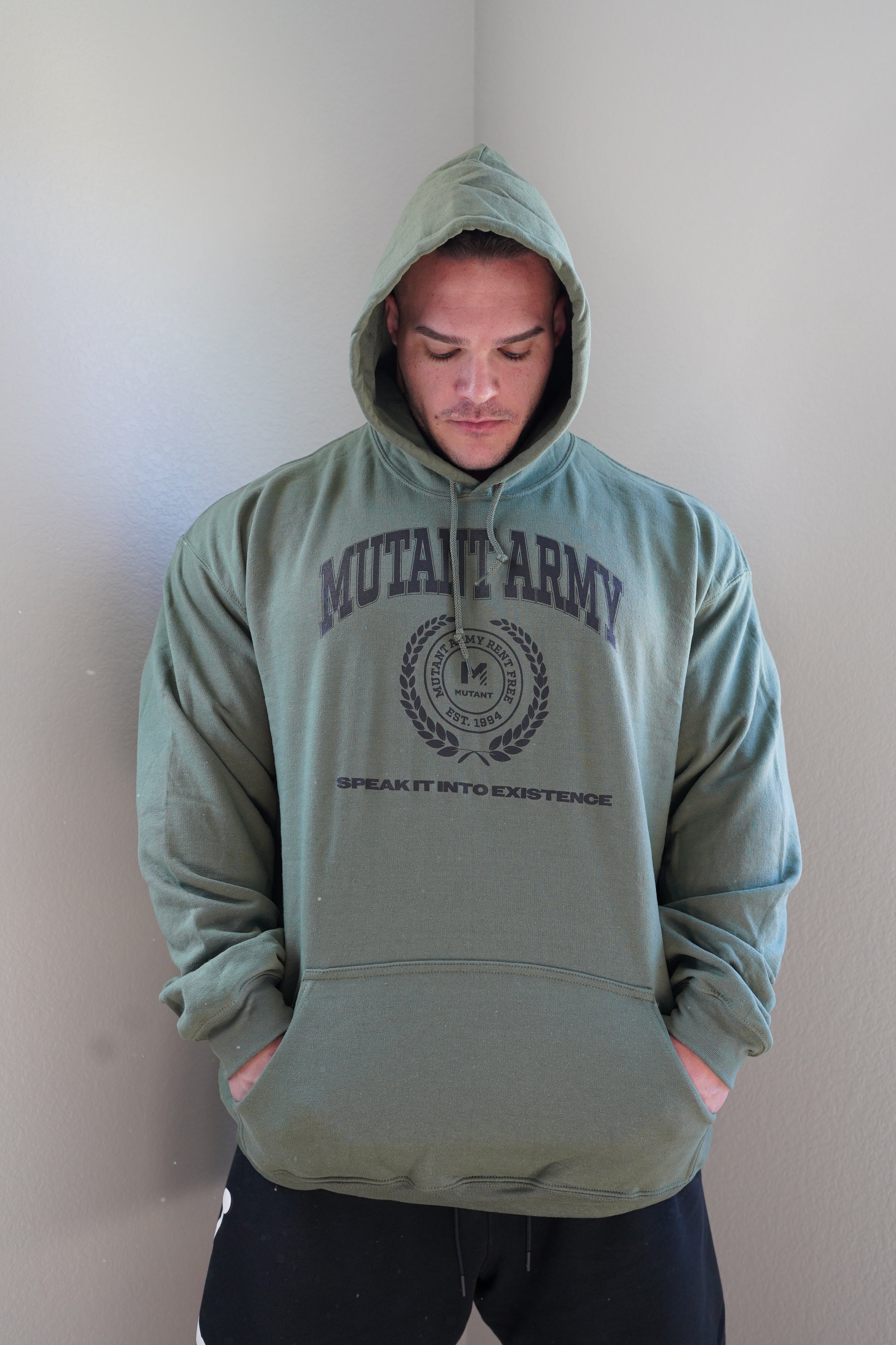 #3** SALE***Army Green Mutant Army Logo Hooded Sweatshirt – WalkerNation